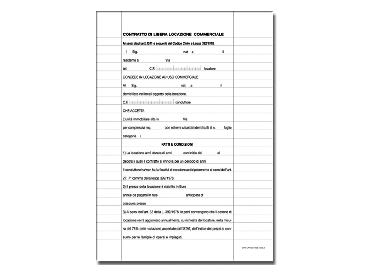 MODELLO contratto di locazione commerciale